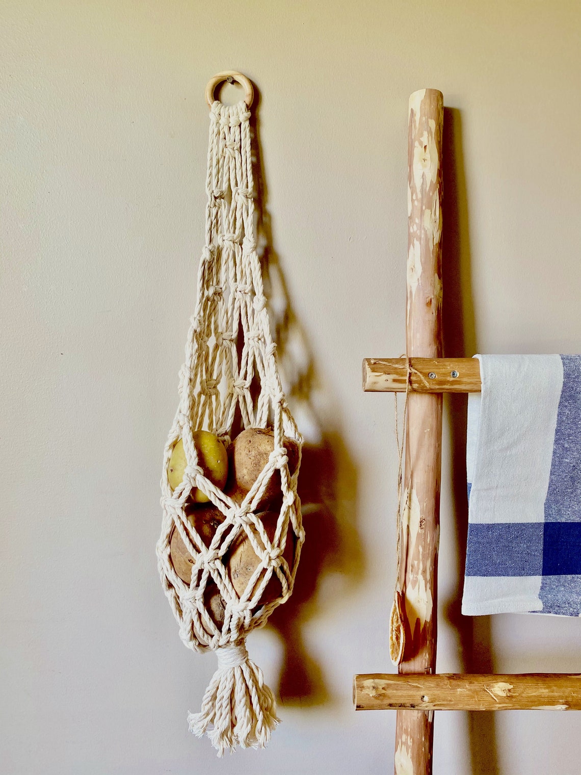 Macrame Vegetable Bag, Fruit Hanging Basket, Macrame Fruit Bag, Macrame ...