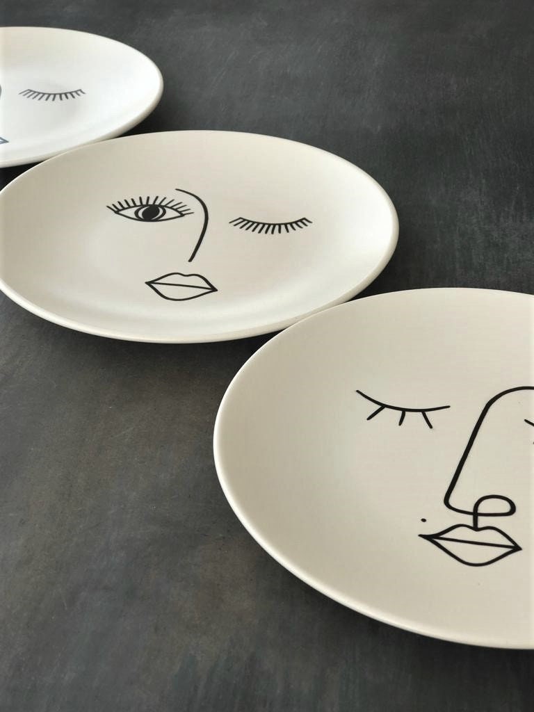 Wall Plates Minimalist Decor Host Gift Hand Painting Set - Etsy