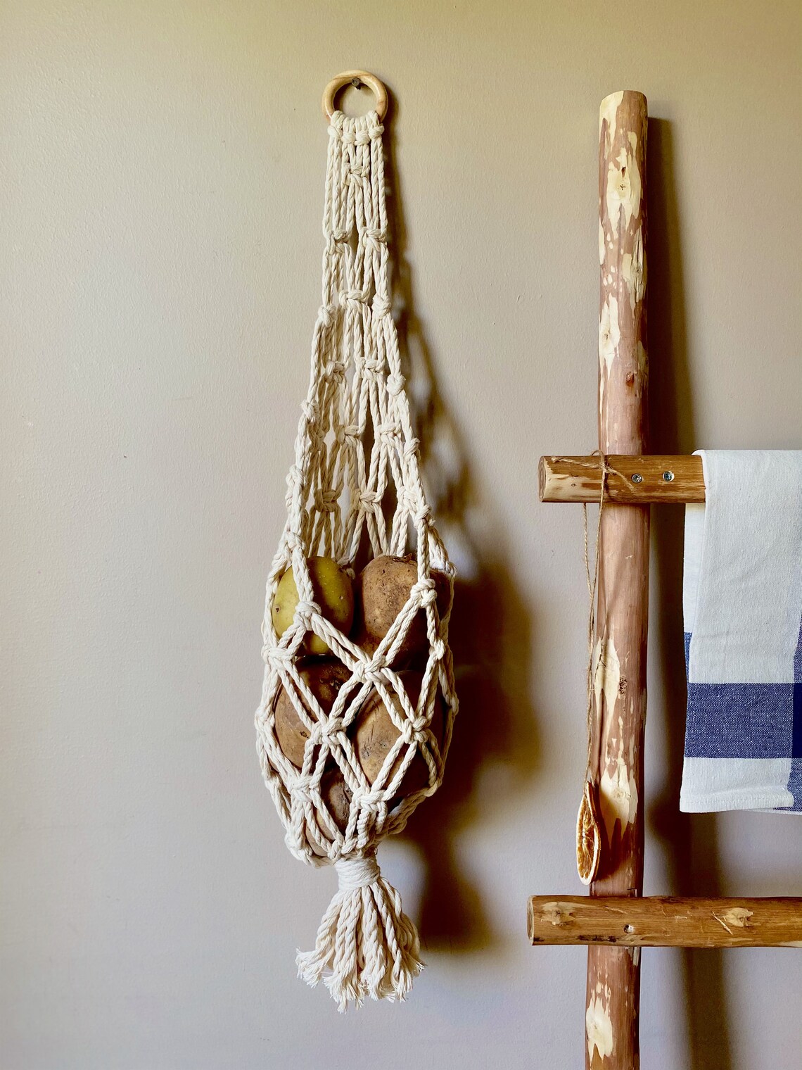 Macrame Vegetable Bag, Fruit Hanging Basket, Macrame Fruit Bag, Macrame ...