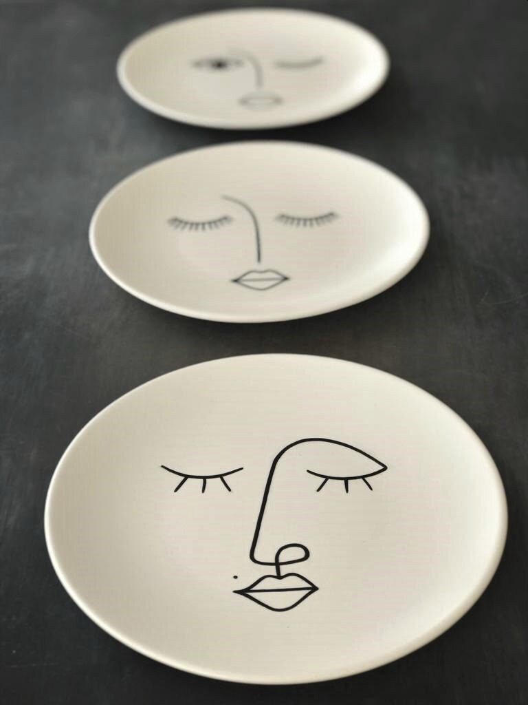 Wall Plates Minimalist Decor Host Gift Hand Painting Set - Etsy