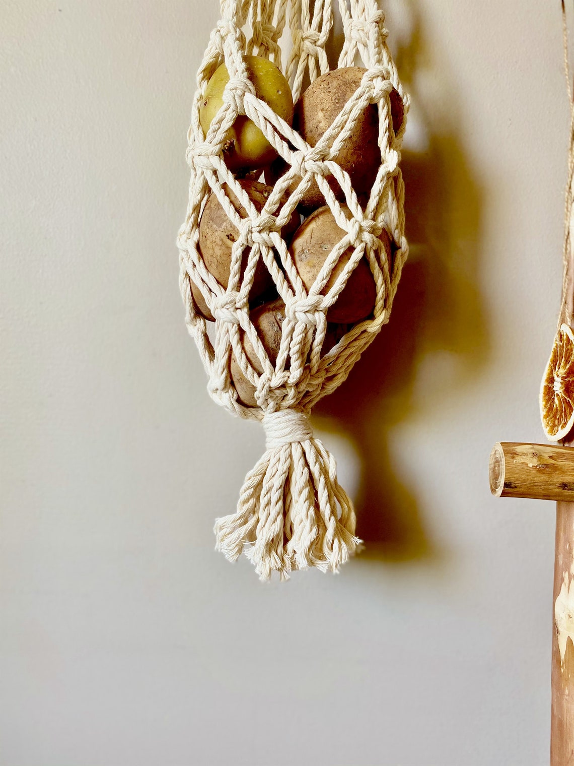 Macrame Vegetable Bag, Fruit Hanging Basket, Macrame Fruit Bag, Macrame ...