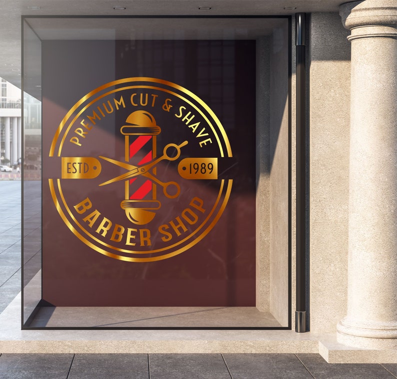 Barber Shop Window Sticker Custom Front Sign Decal Salon - Etsy