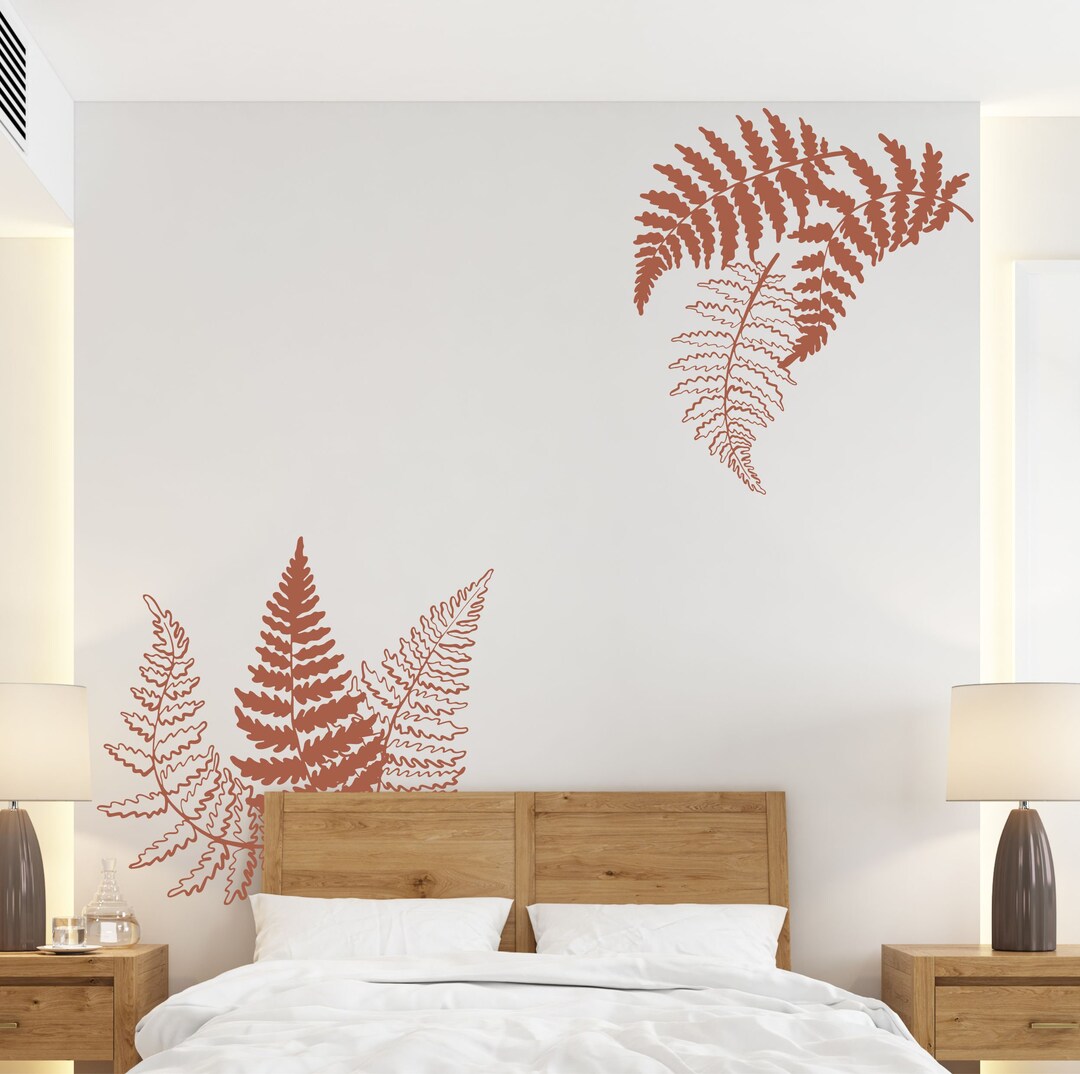 Leaves Wall Sticker Flowers Botanical Ferns Decal Vinyl Removable Art ...