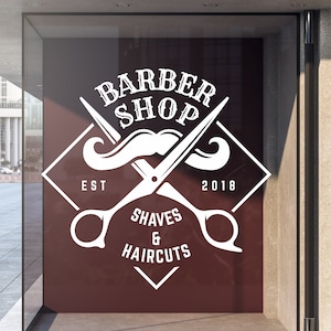 Barber Shop Window Sticker Custom Front Sign Decal Salon Modern ...