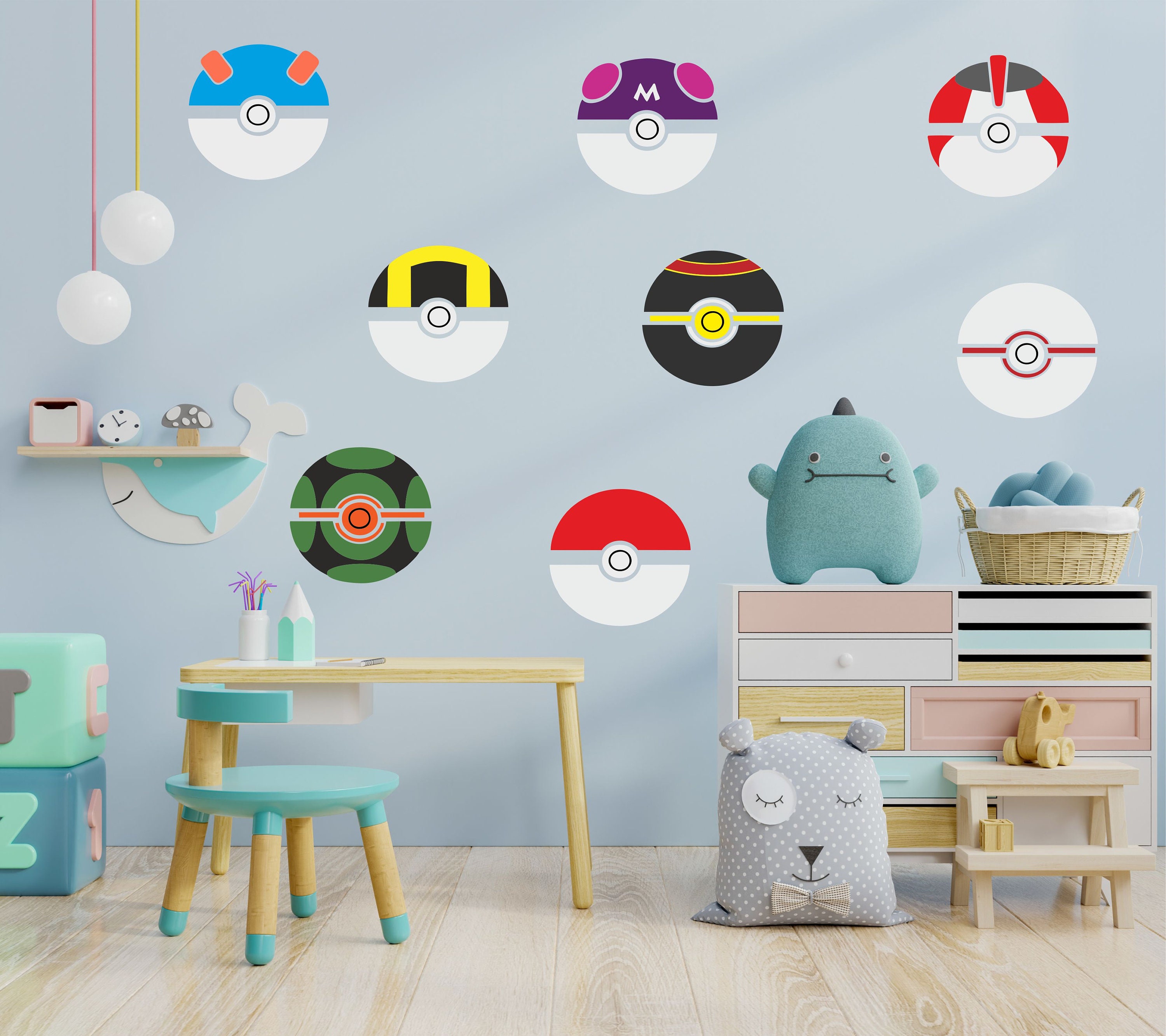 Pokemon Poke Ball Sticker Collection Wall Stickerset Decal - Etsy