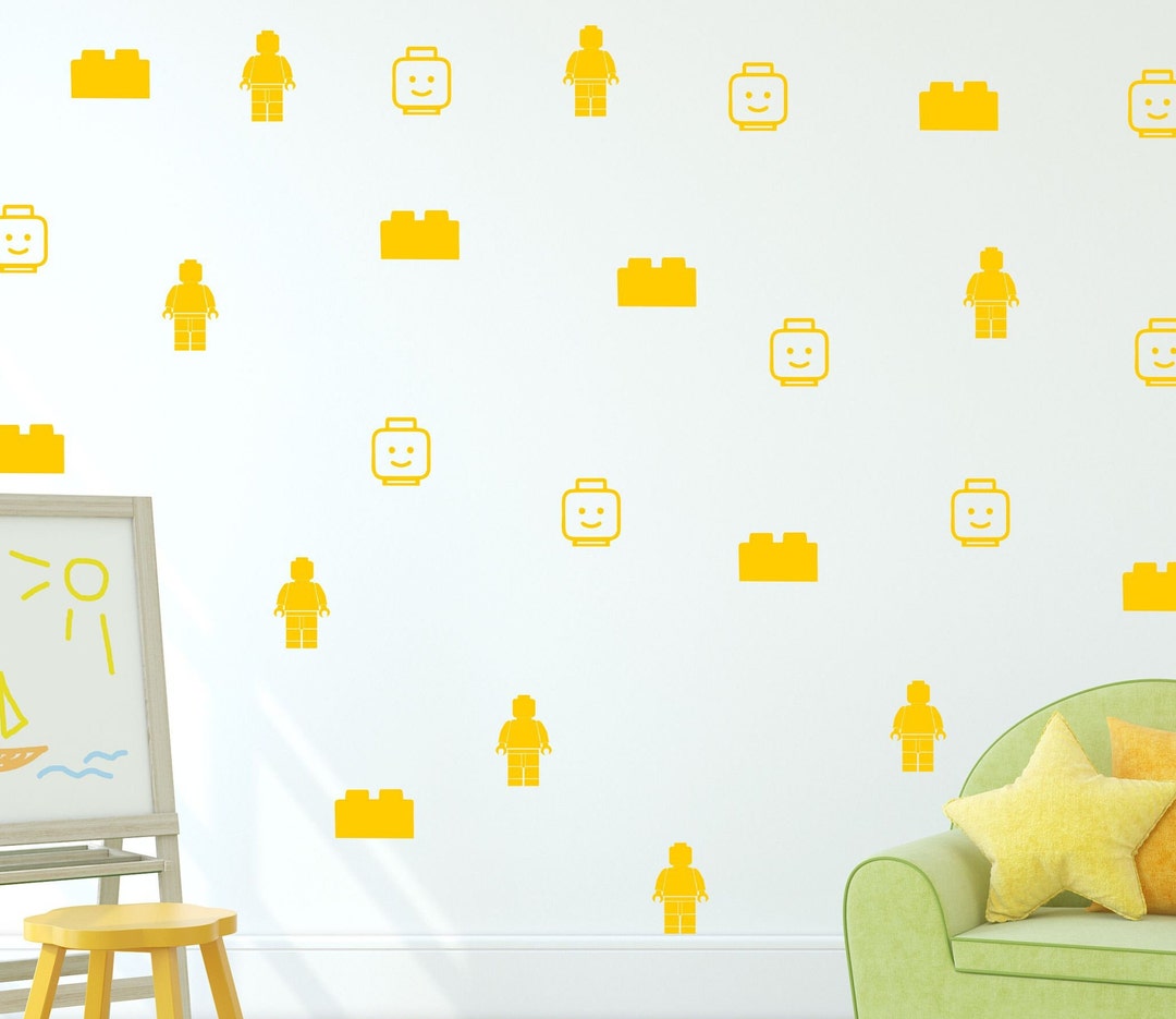 Bright Building Blocks Play Room Wall Stickers Vinyl Art Home Decor Set ...