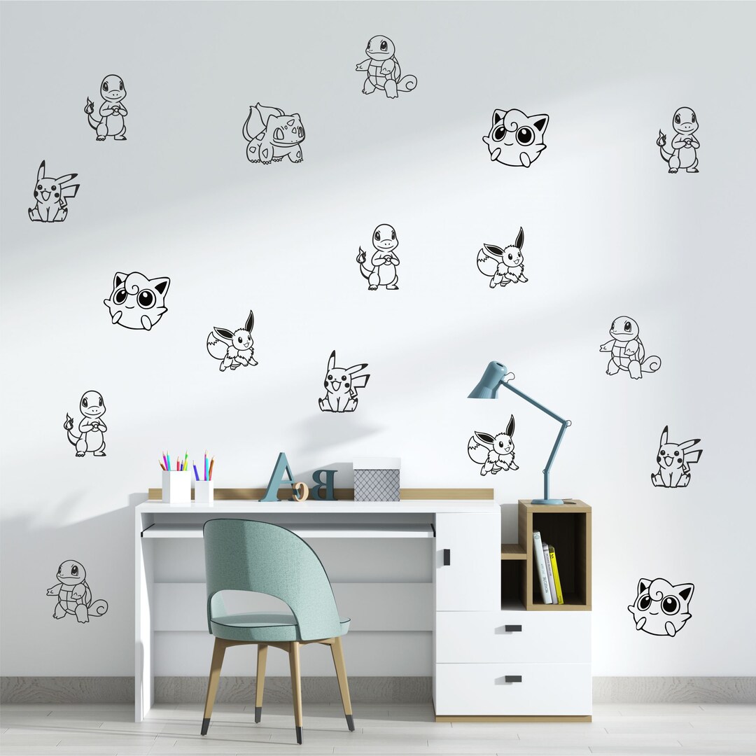 Pikachu Pokemon Wall Stickers Vinyl Art Home Decor Set of 30 Room Kids ...