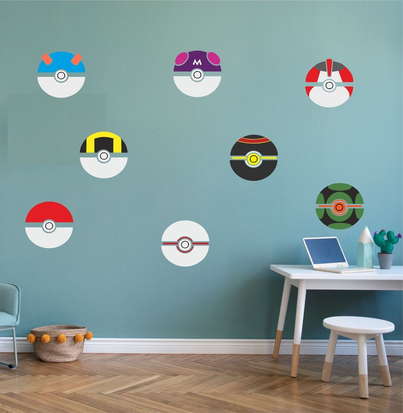 Pokemon Poke Ball Sticker Collection Wall Stickerset Decal - Etsy