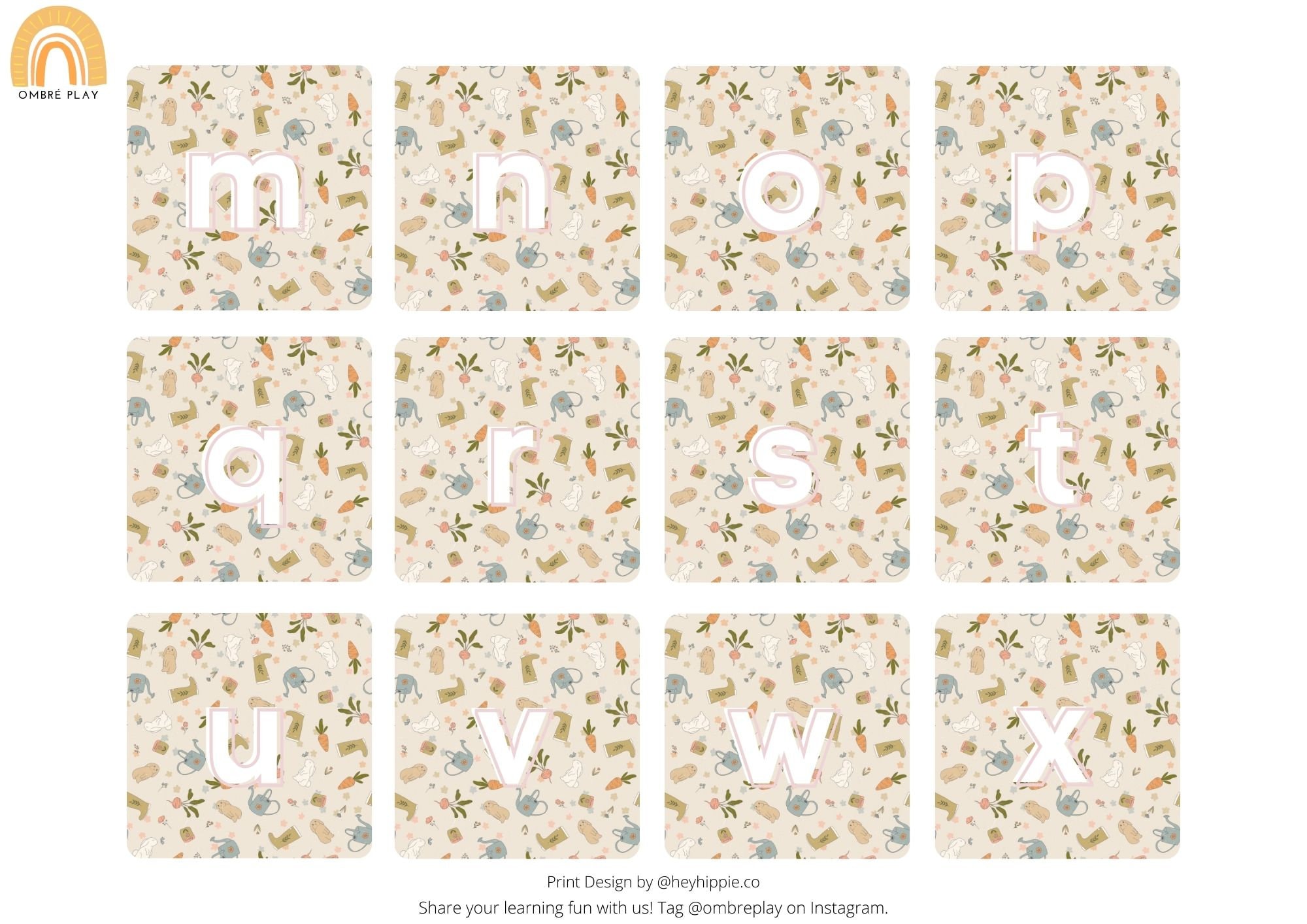 Easter Bunny Alphabet Flashcards Learning Materials - Etsy