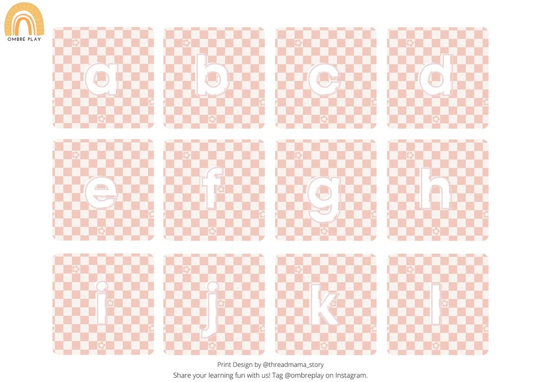 Printable Pink Checkered Alphabet Mini Flashcards DIGITAL Download ...