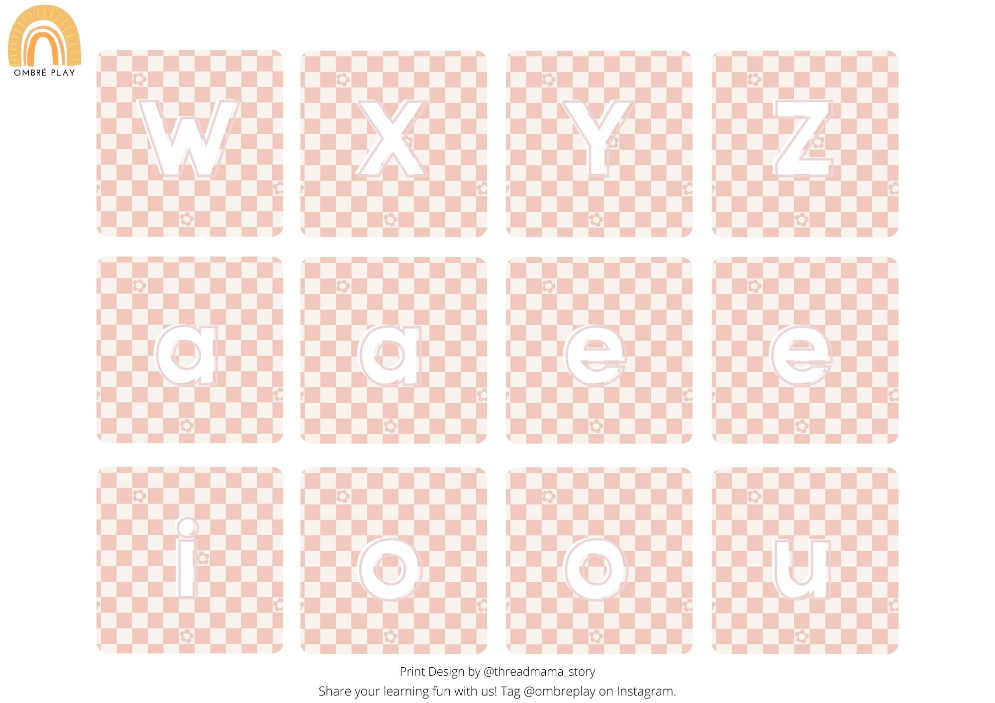 Pink Checkered Alphabet Flashcards Learning - Etsy