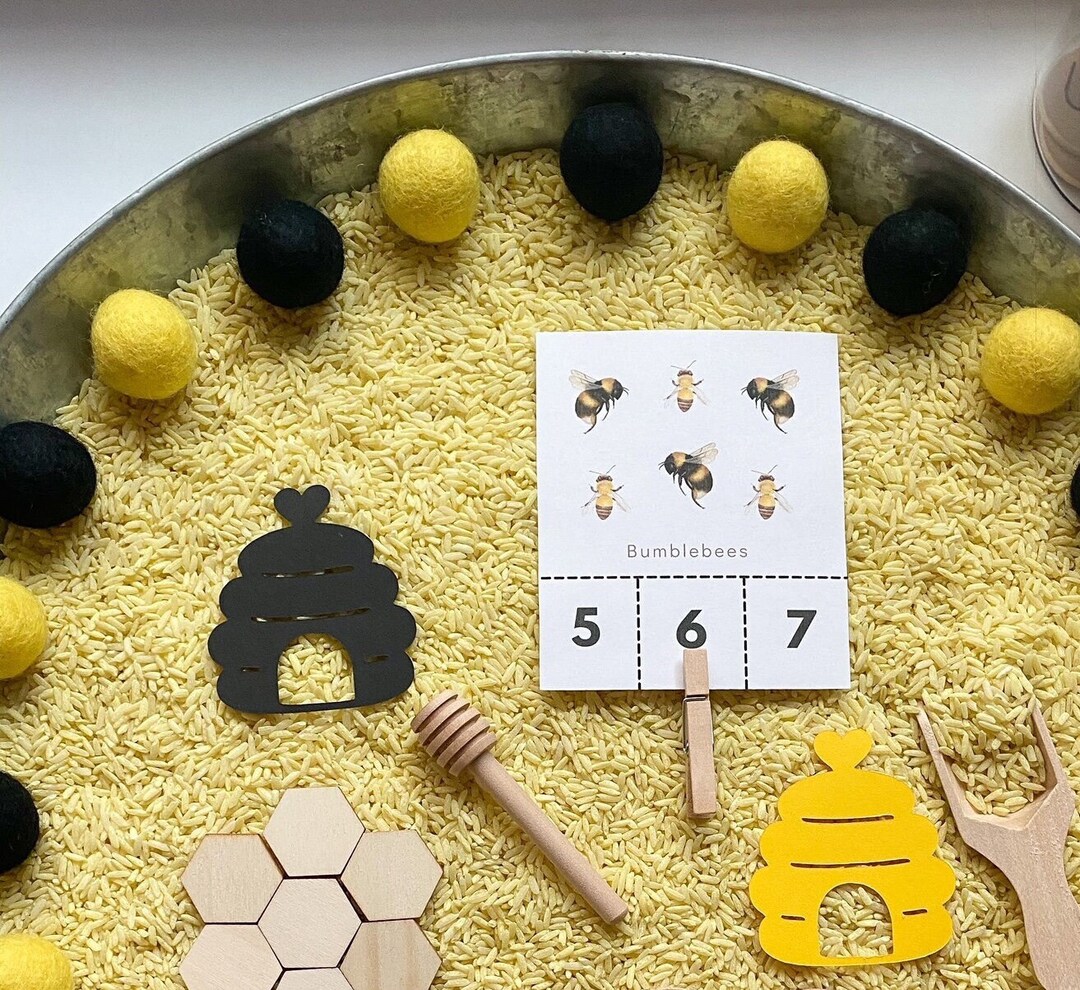 Honey Bee Loose Parts Kit With Felt Balls // Nature Themed, Counters ...