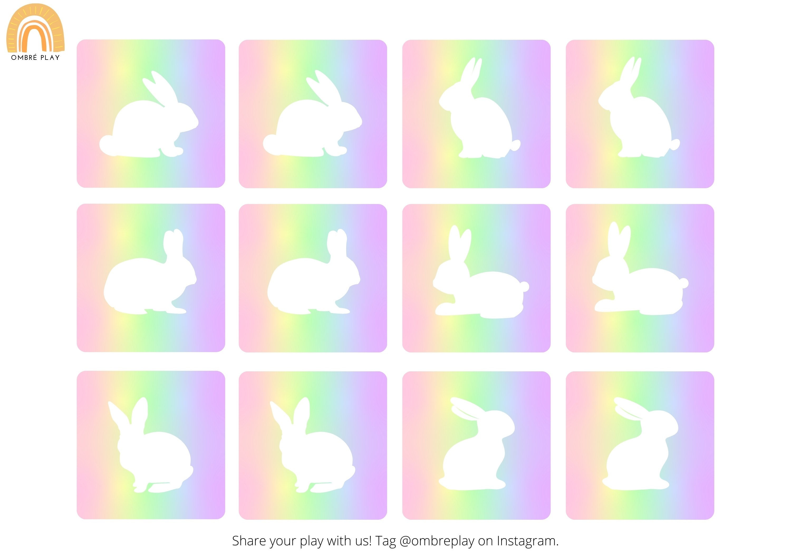 Bunny Memory Game Printable DIGITAL Download | Etsy