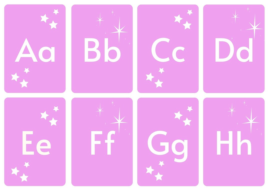 Purple Stars Alphabet Flashcards - DIGITAL Download