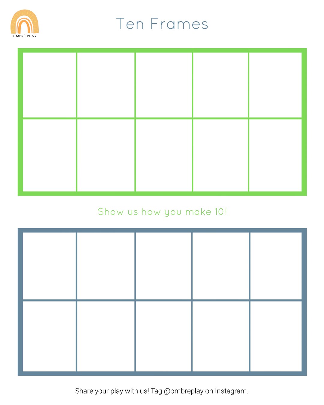 Ten Frame Learning Printable - DIGITAL Download