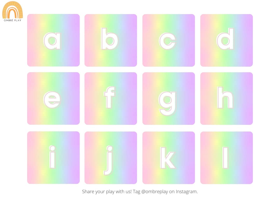 Rainbow Alphabet Mini Flashcards - DIGITAL Download
