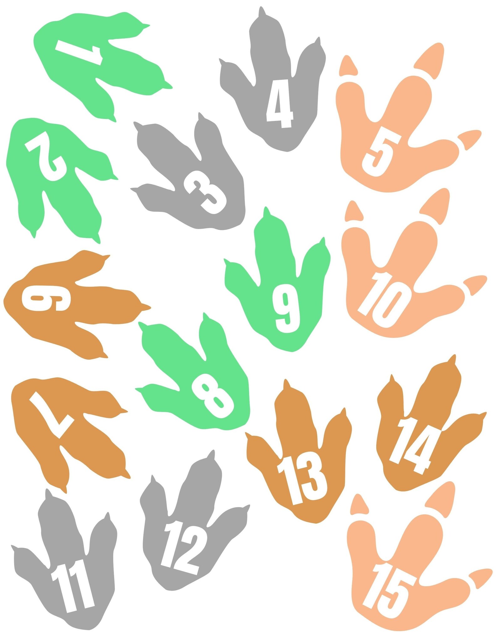 Dinosaur Footprint Numbers 1-30 Learning Printable DIGITAL - Etsy