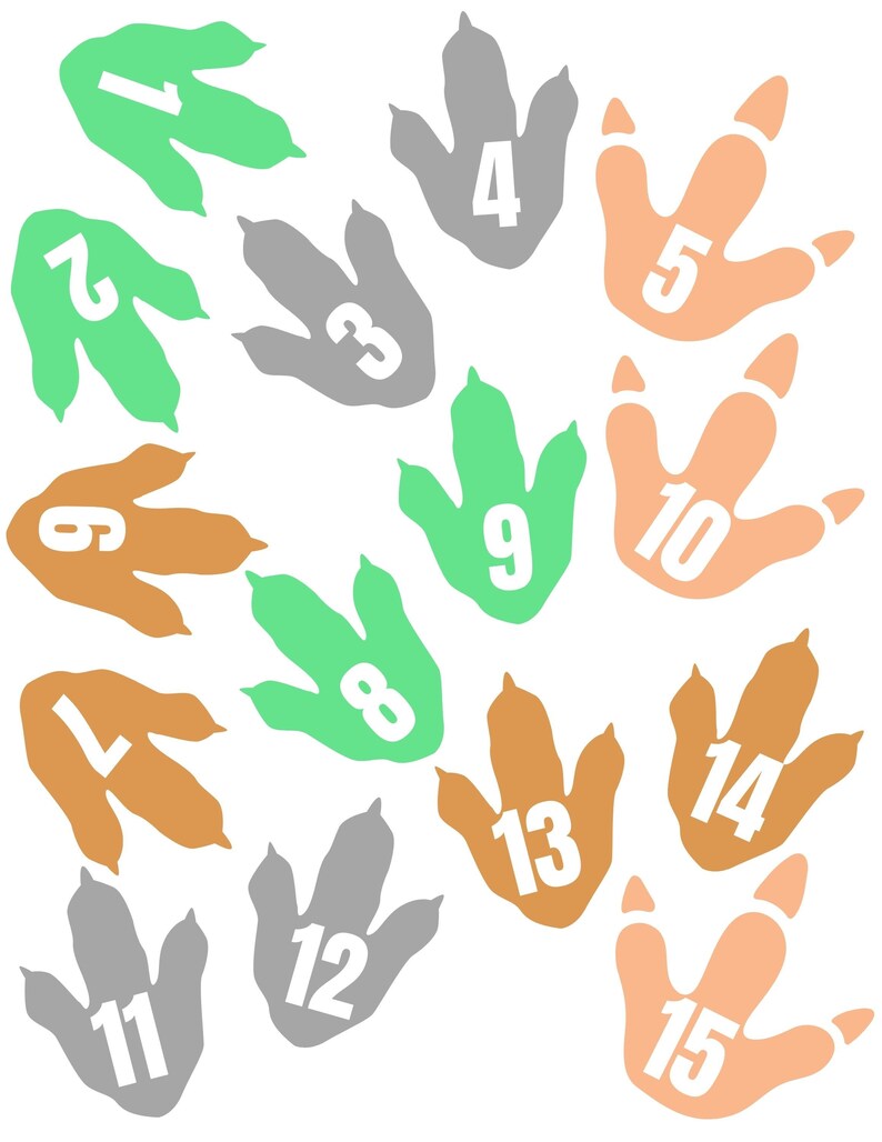 Dinosaur Footprint Numbers 1-30 Learning Printable DIGITAL - Etsy