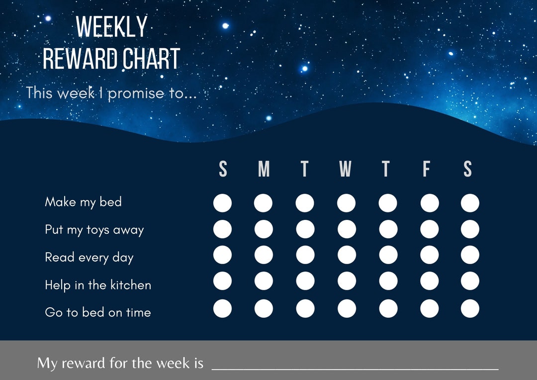 Night Sky Weekly Chore Chart Printable DIGITAL Download - Etsy