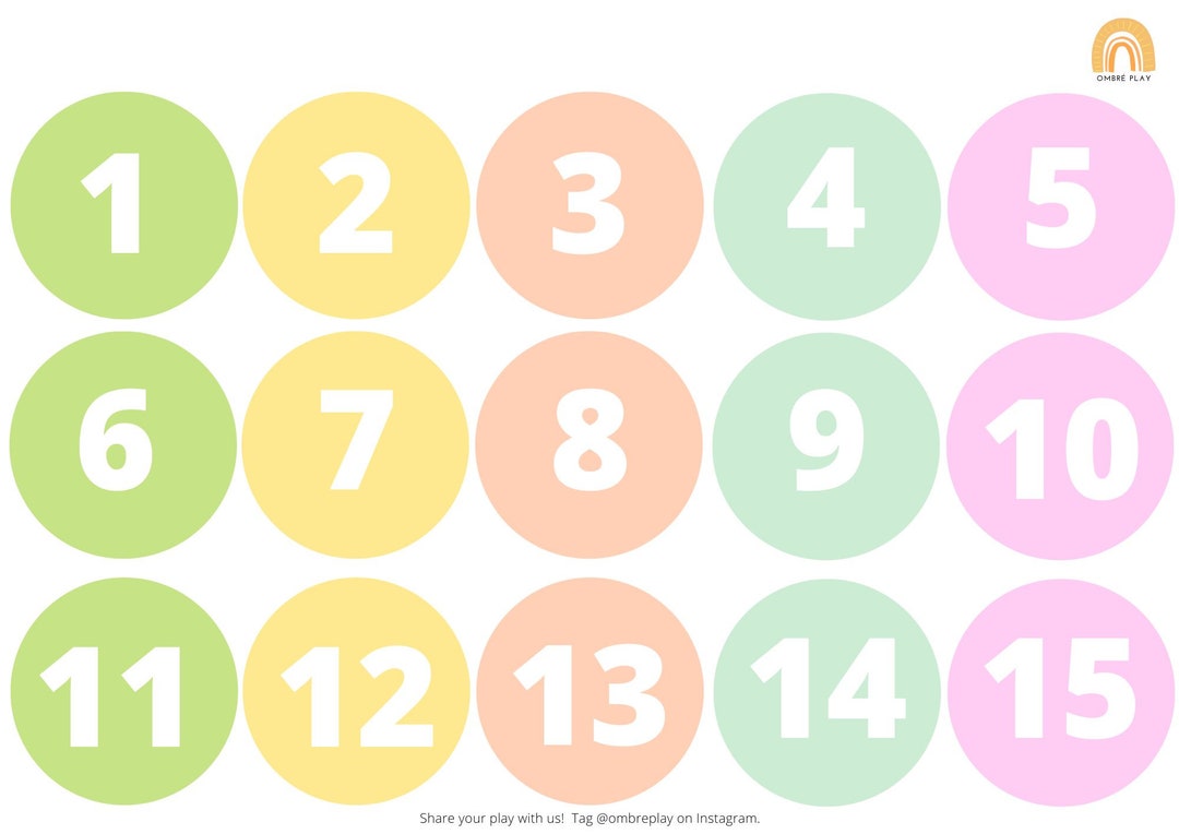 Printable Pastel Numbers, Rainbows + Clovers - DIGITAL FILE. Spring ...