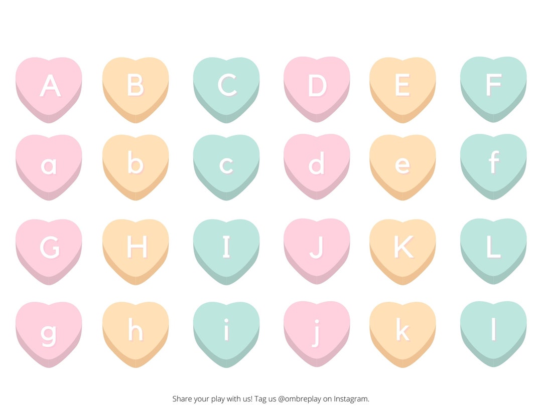 Conversation Hearts Alphabet Number Printable DIGITAL - Etsy