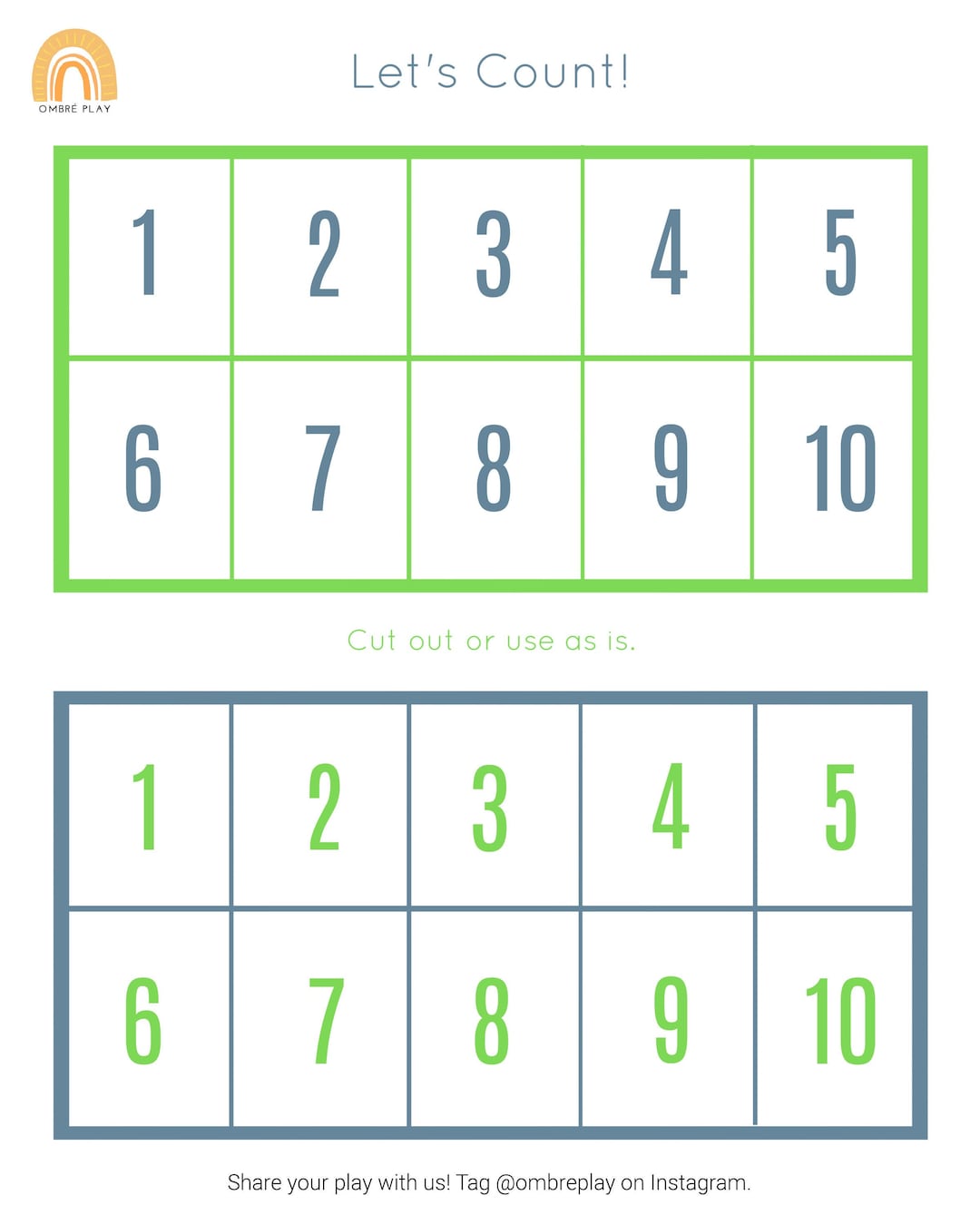 Counting 1-30 Learning Printable DIGITAL Download Blue Green - Etsy