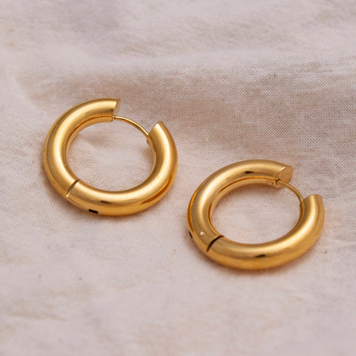 Gold Hoop Earrings UK Chunky Gold Hoops Thick Waterproof - Etsy UK