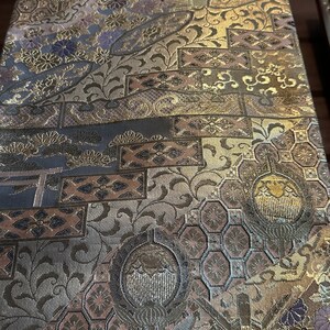 Vintage Japanese Silk Obi: Geometric Gold Kimono Sash - Etsy