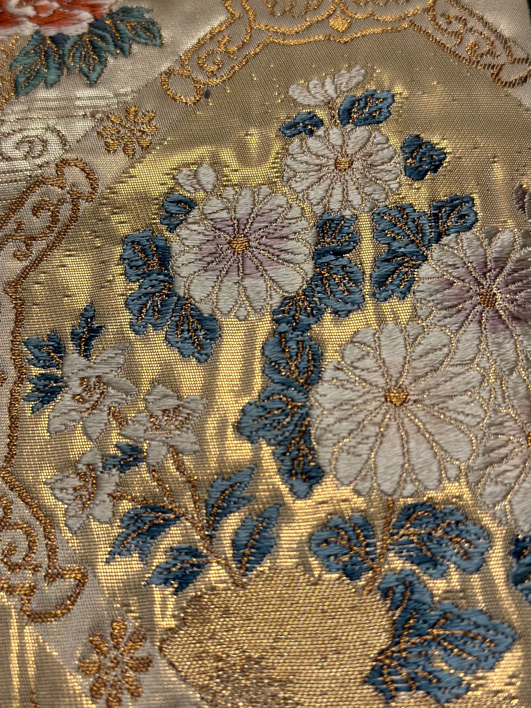 Shipping Free, Vintage Japanese Obi (kimono Sash) 100%silk, Gold ...