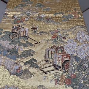 Free Shipping. Vintage Japanese Obi(kimono Sash), 100% Silk, Gold-toned ...