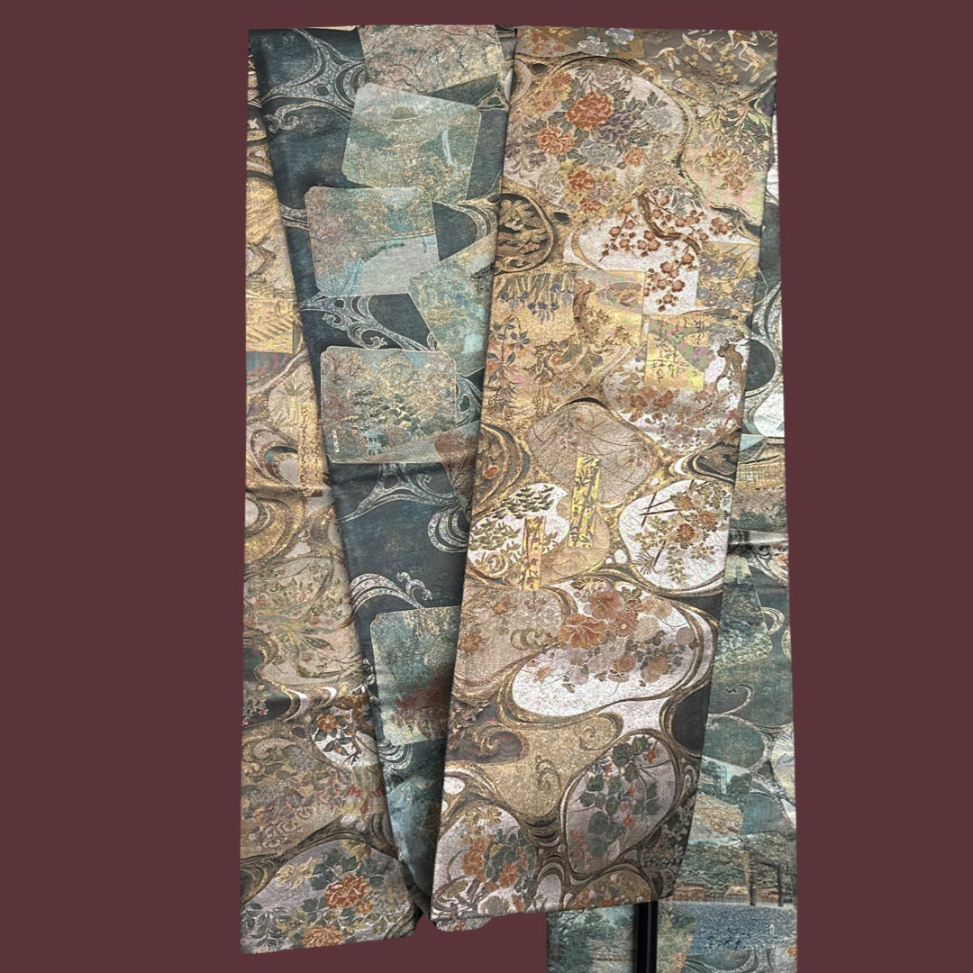 Shipping Free Vintage Japanese Obi 100% Silk, Rare, Patterns on Both ...