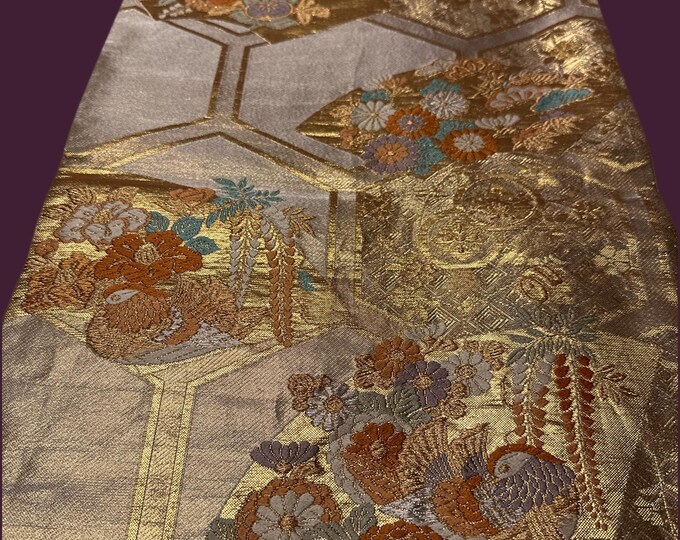 Free Shipping Vintage Japanese Obi(kimono Sash) 100%silk, Auspicious ...
