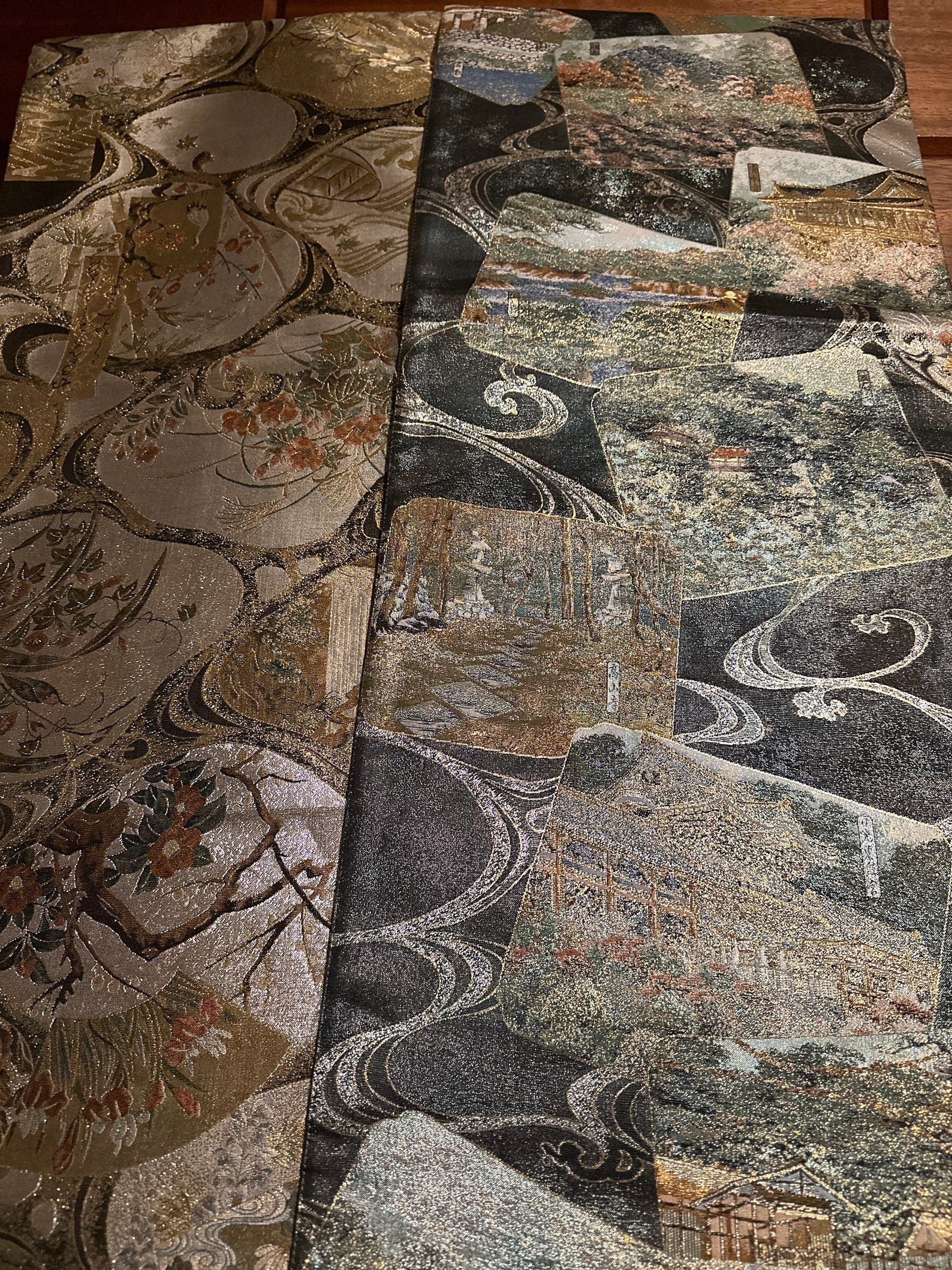 Shipping Free Vintage Japanese Obi 100% Silk, Rare, Patterns on Both ...