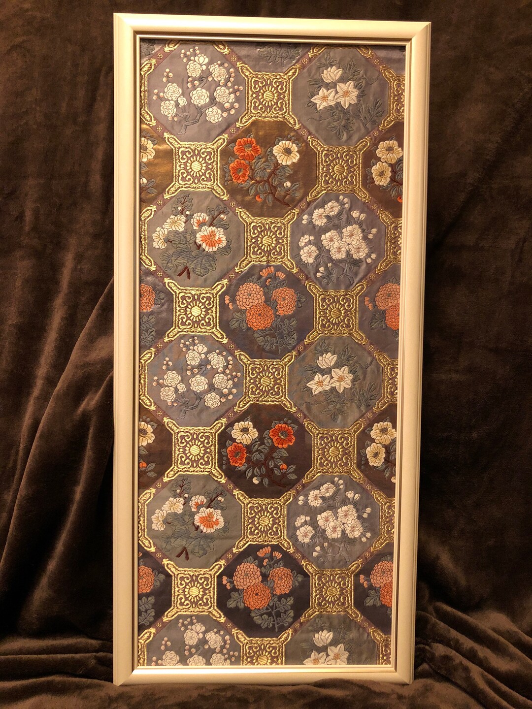 Shipping Free Framed Vintage Japanese Obi (kimono Sash) Depicted ...