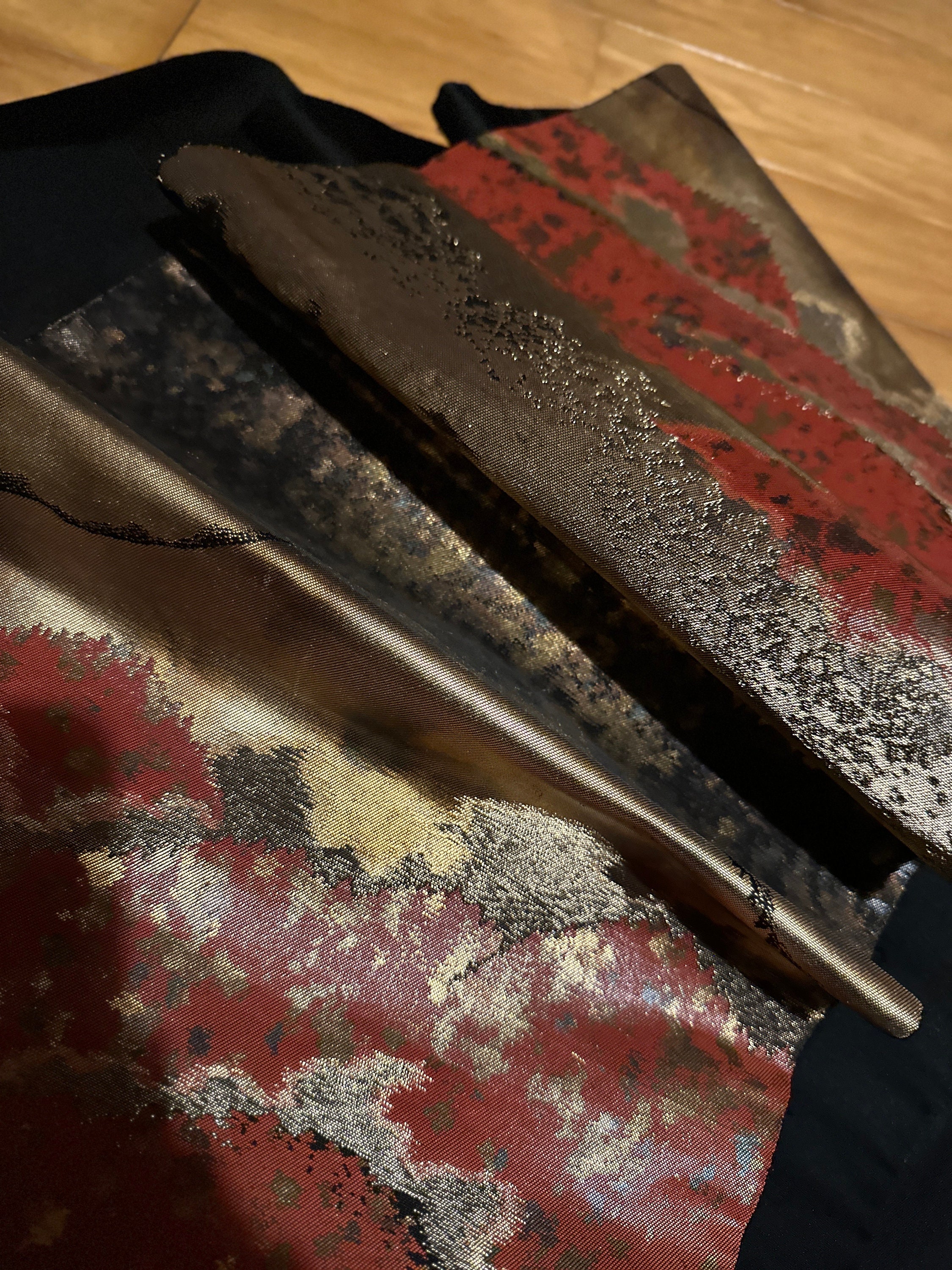 Shipping Free Vintage Japanese Obi 100%silk, Gold, Red, Black Color ...
