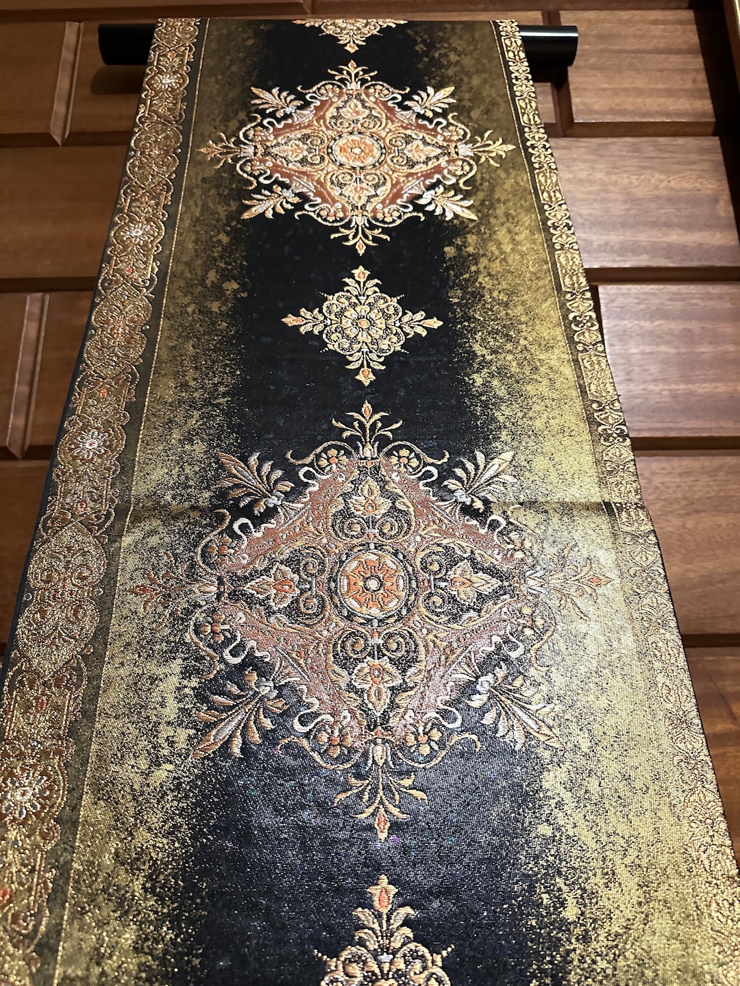 Shipping Free Vintage Japanese Obi 100%silk. Gold, Bronze, Black ...