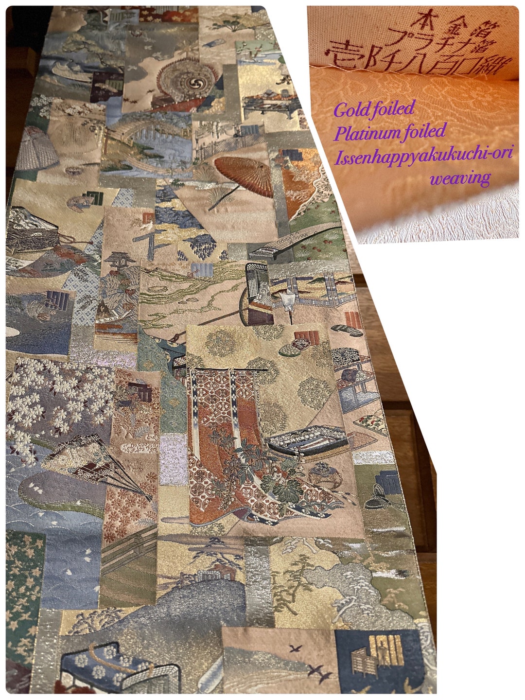 Shipping Free Vintage Japanese Obi 100% Silk, Rare. Exquisitely High ...