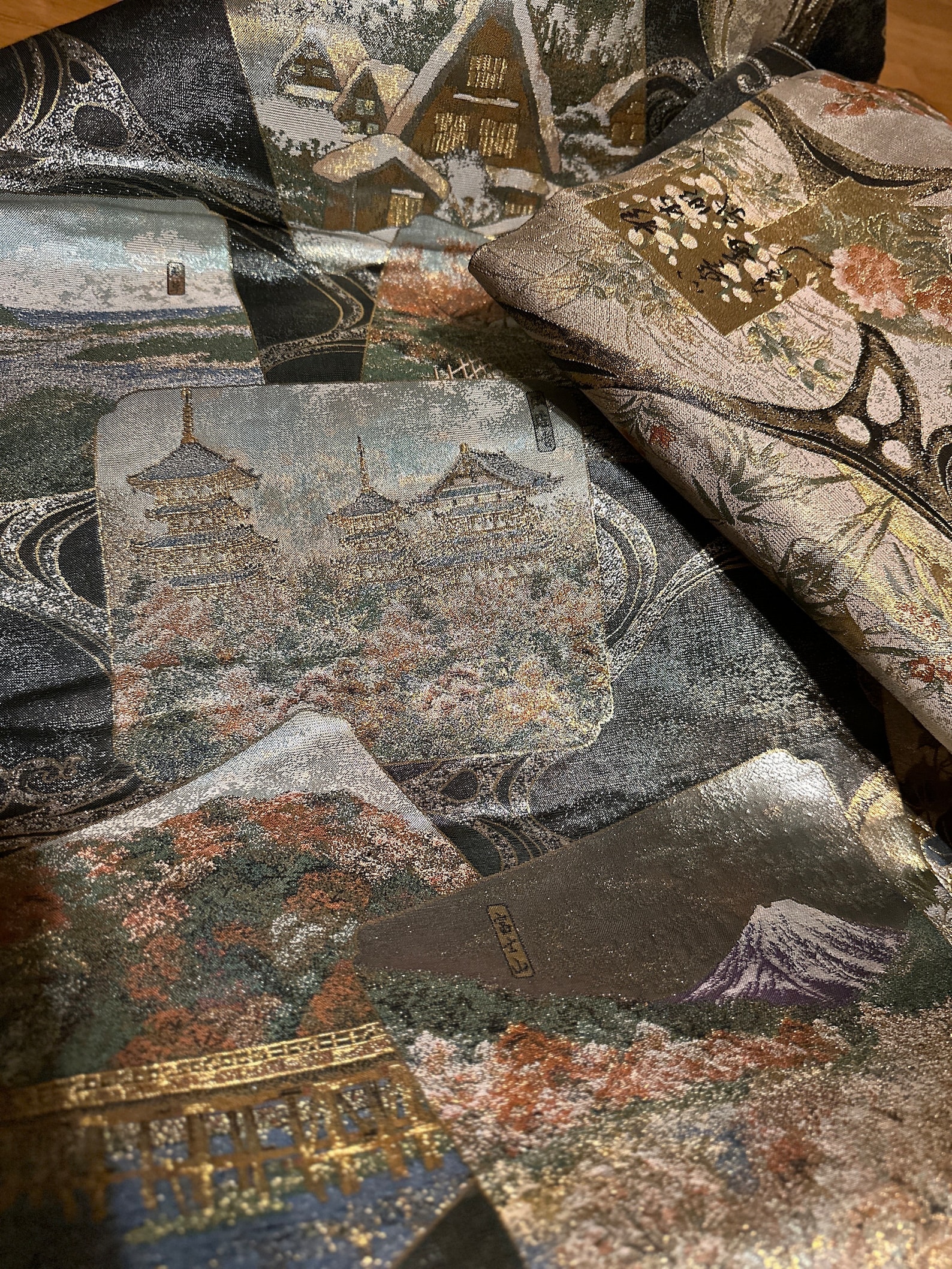 Shipping Free Vintage Japanese Obi 100% Silk, Rare, Patterns on Both ...
