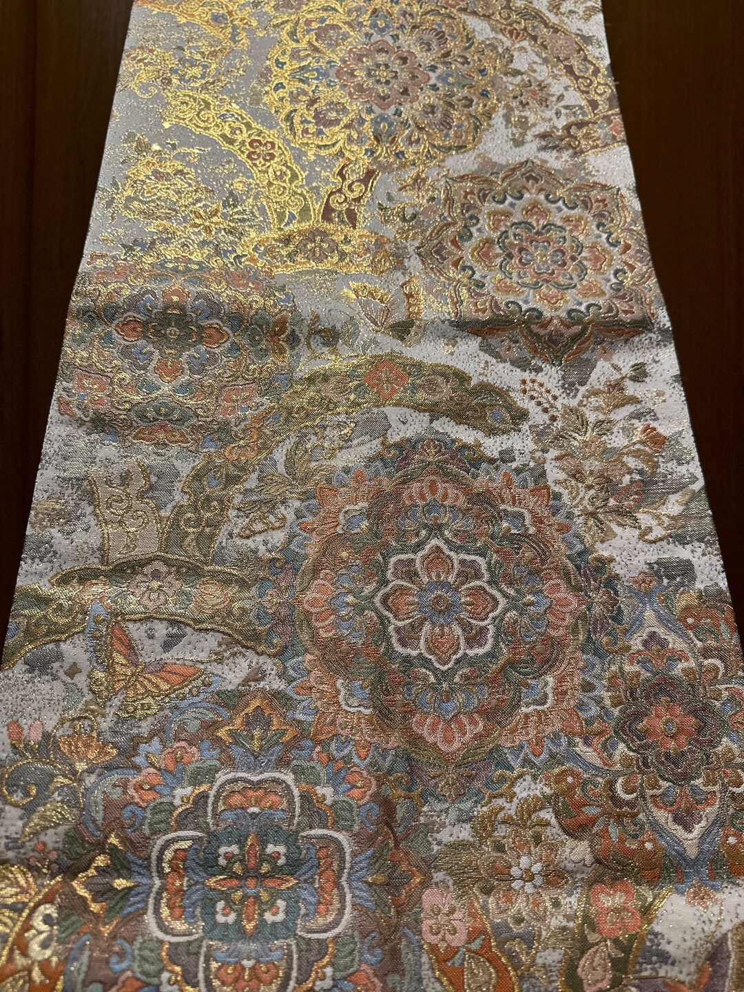 Shipping Free Vintage Japanese Obi 100%silk Gold & White, Bright Spring ...