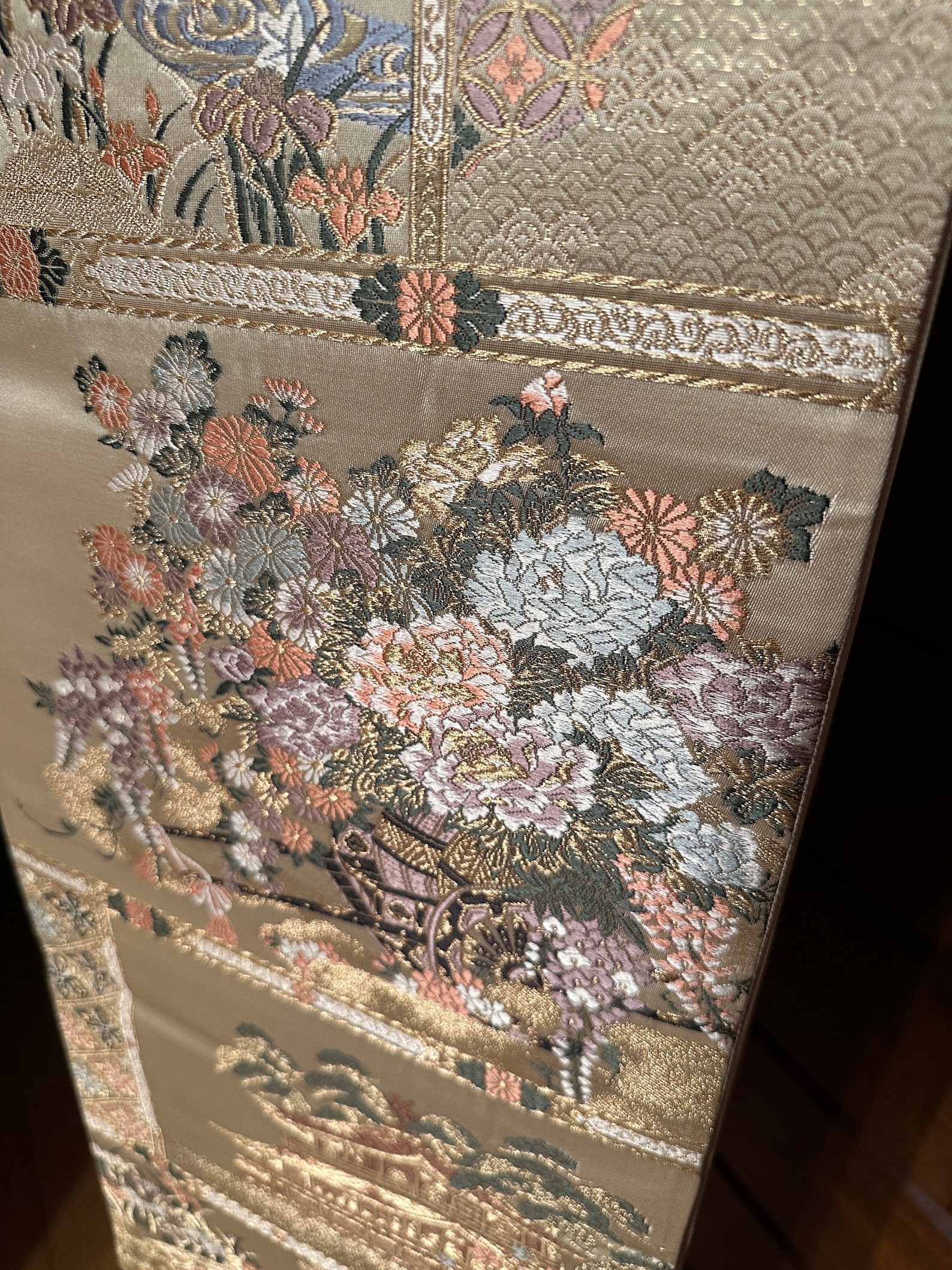 Free Shipping — Vintage Japanese Obi(kimono Sash), 100% Silk, Kinkaku ...