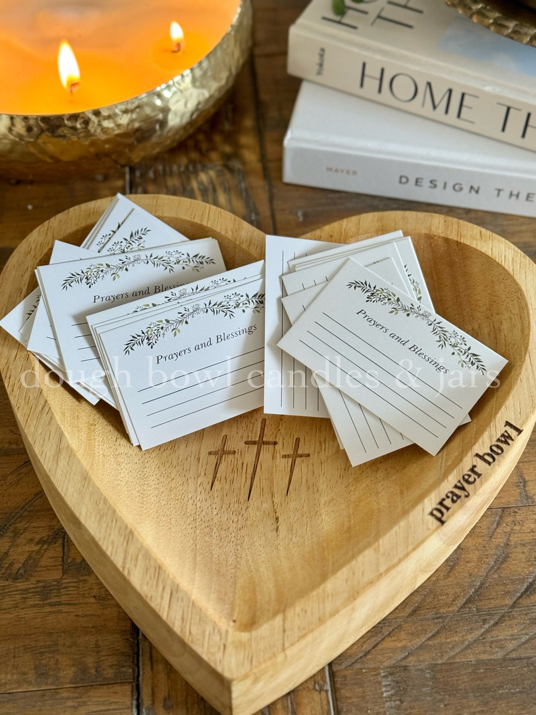 Wood Heart Prayer Bowl / Modern / Cross / Religious Gifts / Farmhouse ...