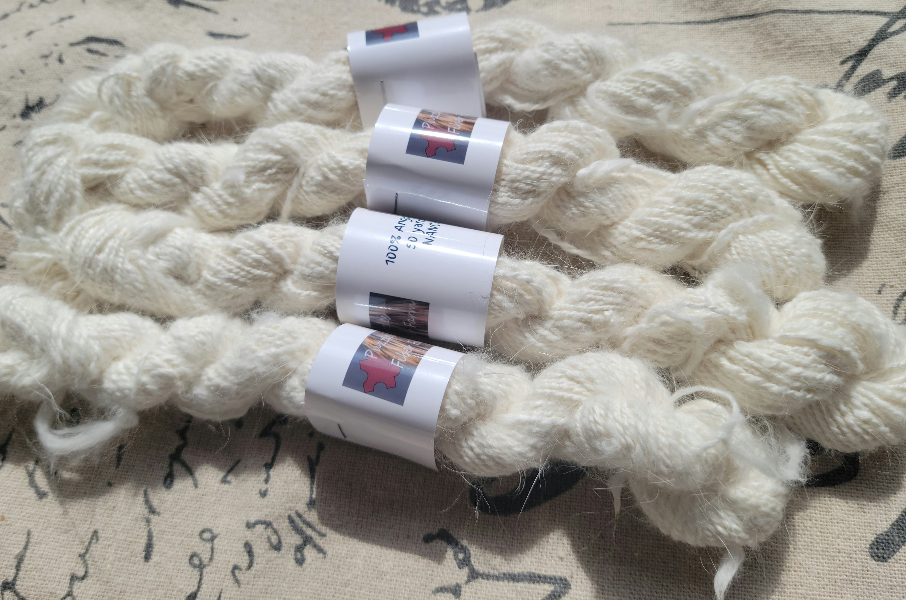 Handspun 100% Angora Lace - Fingering Yarn, Natural White, Undyed ...