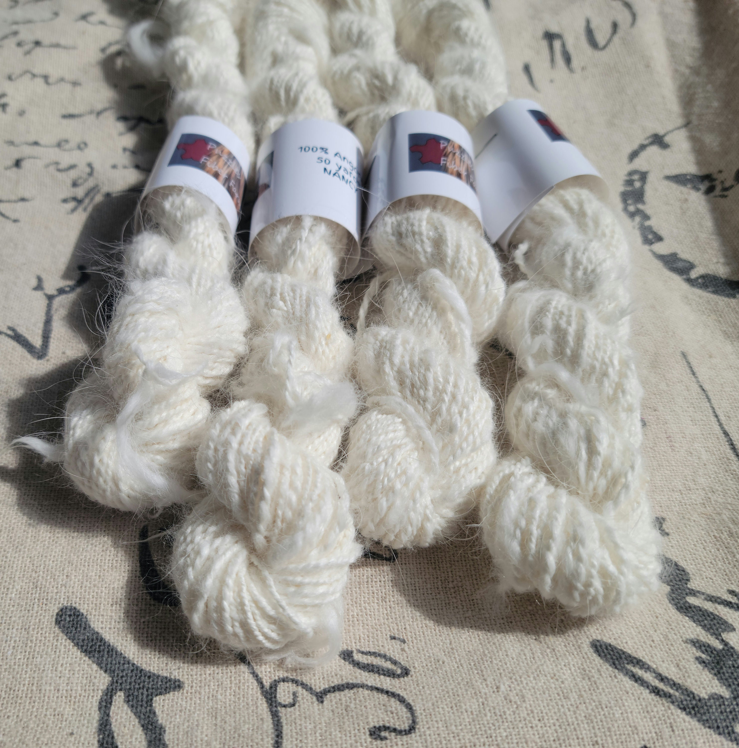 Handspun 100% Angora Lace - Fingering Yarn, Natural White, Undyed ...