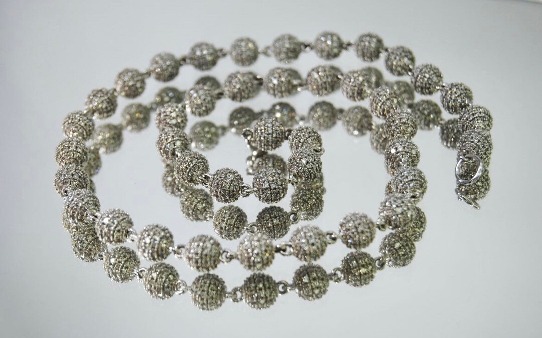Clustered Ball Necklace Iced Out Ball Chain Jewelry Diamond - Etsy