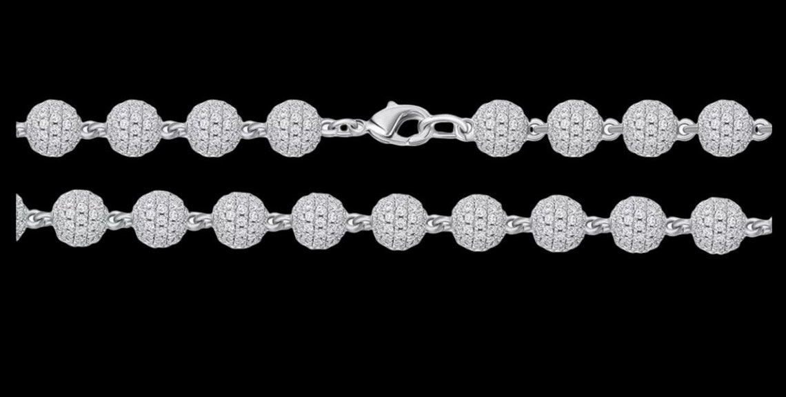 Clustered Ball Necklace Iced Out Ball Chain Jewelry Diamond | Etsy