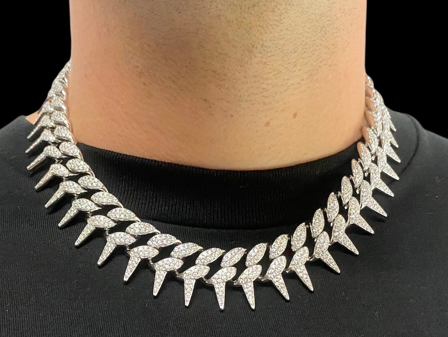 Iced Out Cuban Link Chain 23MM 18k Silver Plated Simulated - Etsy