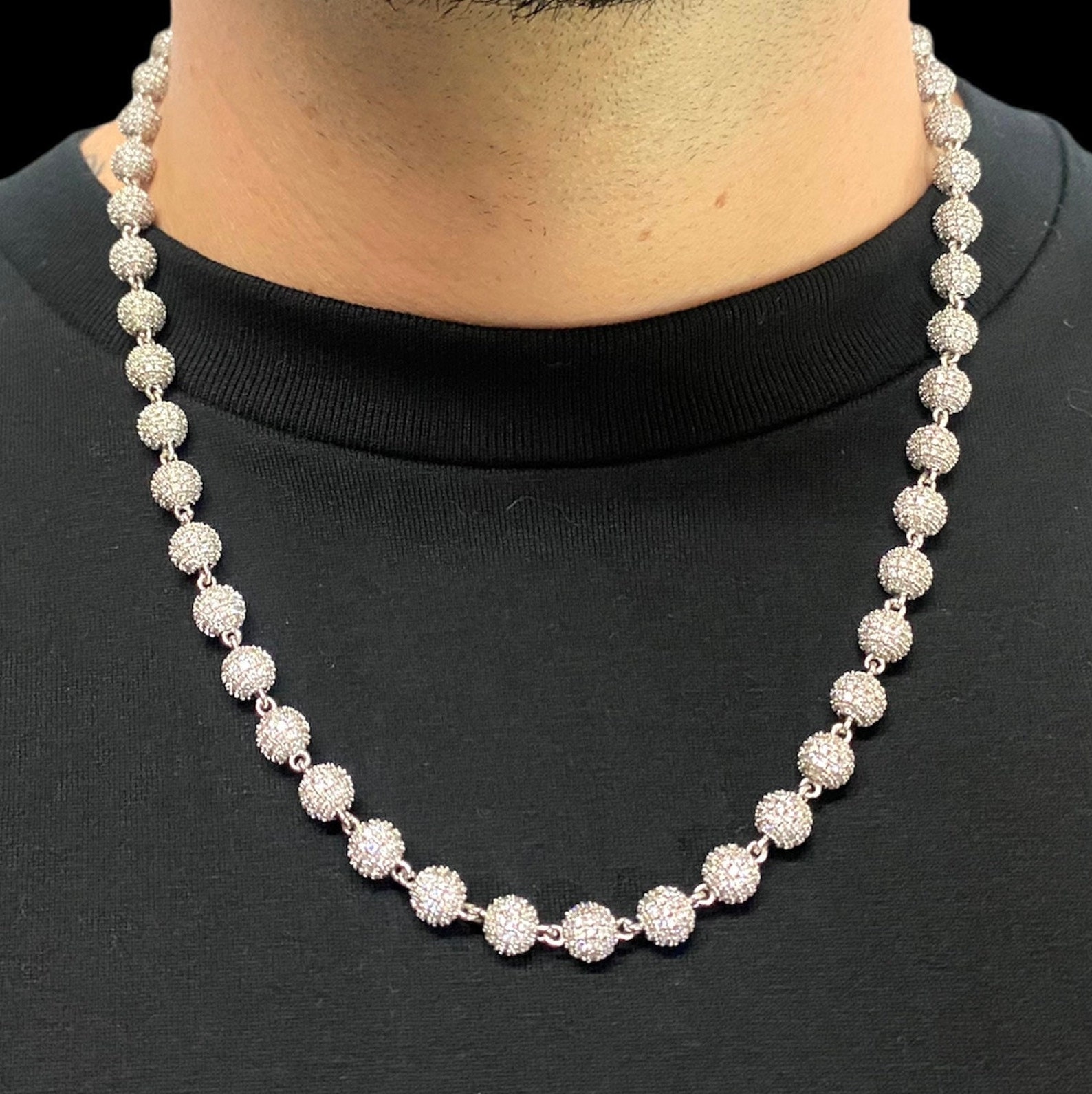 Clustered Ball Necklace Iced Out Ball Chain Jewelry Diamond | Etsy
