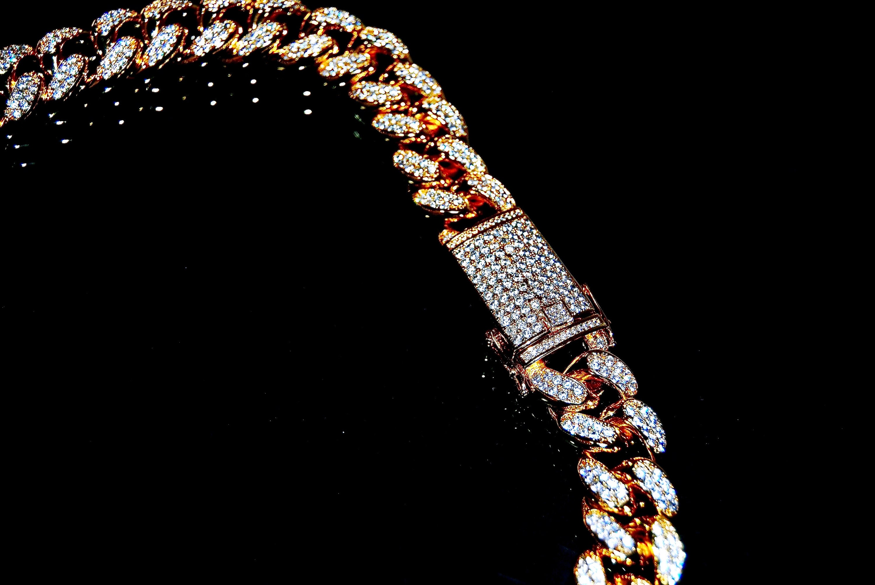 Cuban Necklace/ Cuban Link Chain/ Cuban Platinum Cuban/ Diamond Choker ...