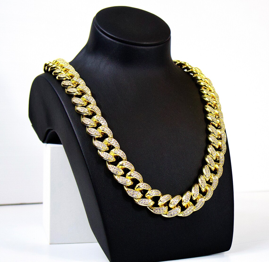 Cuban Necklace/ Cuban Link Chain/ Cuban Platinum Cuban/ Diamond Choker ...