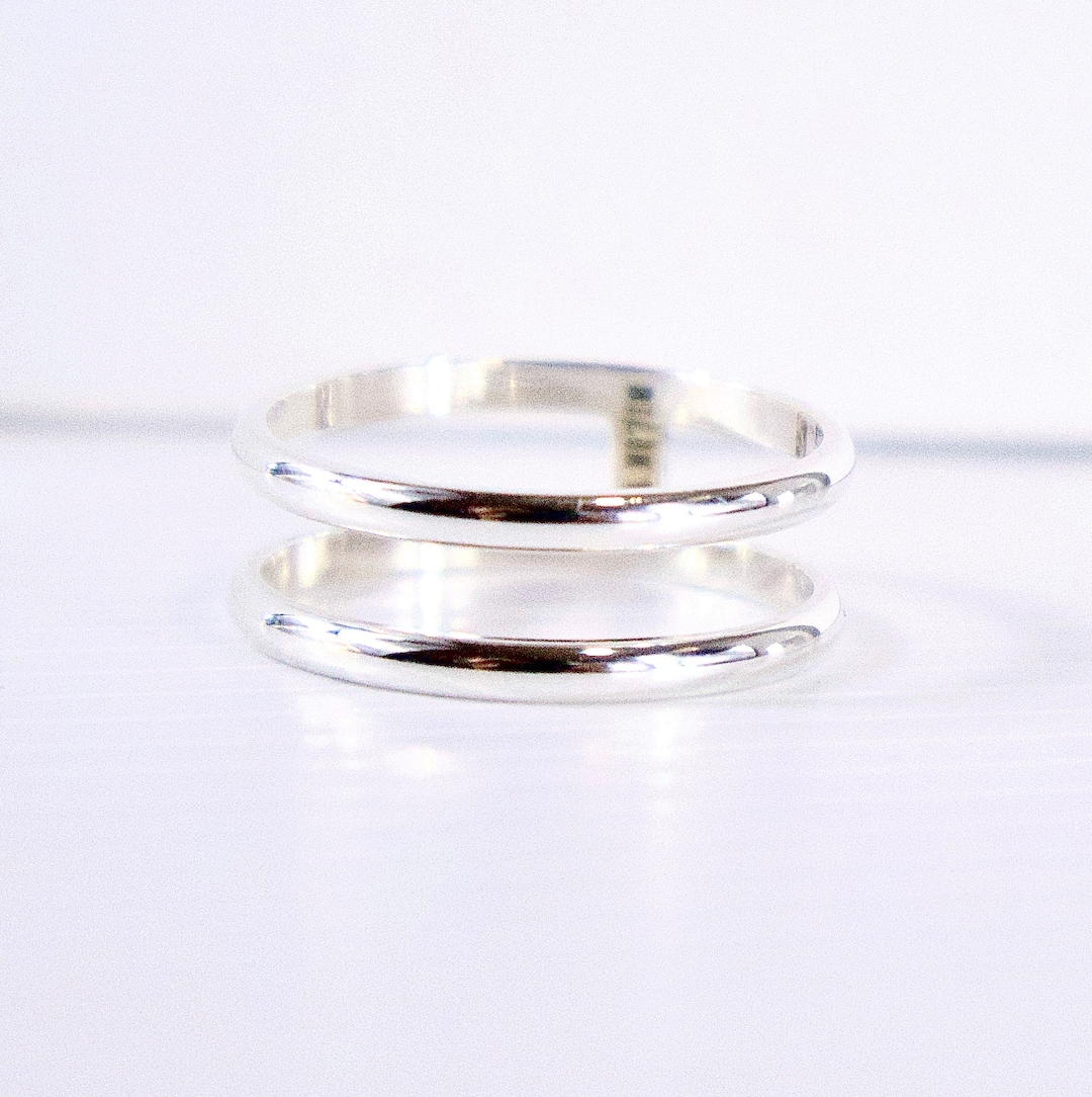 925 Sterling Silver Double Band Ring Double Ring Band Silver Ring ...